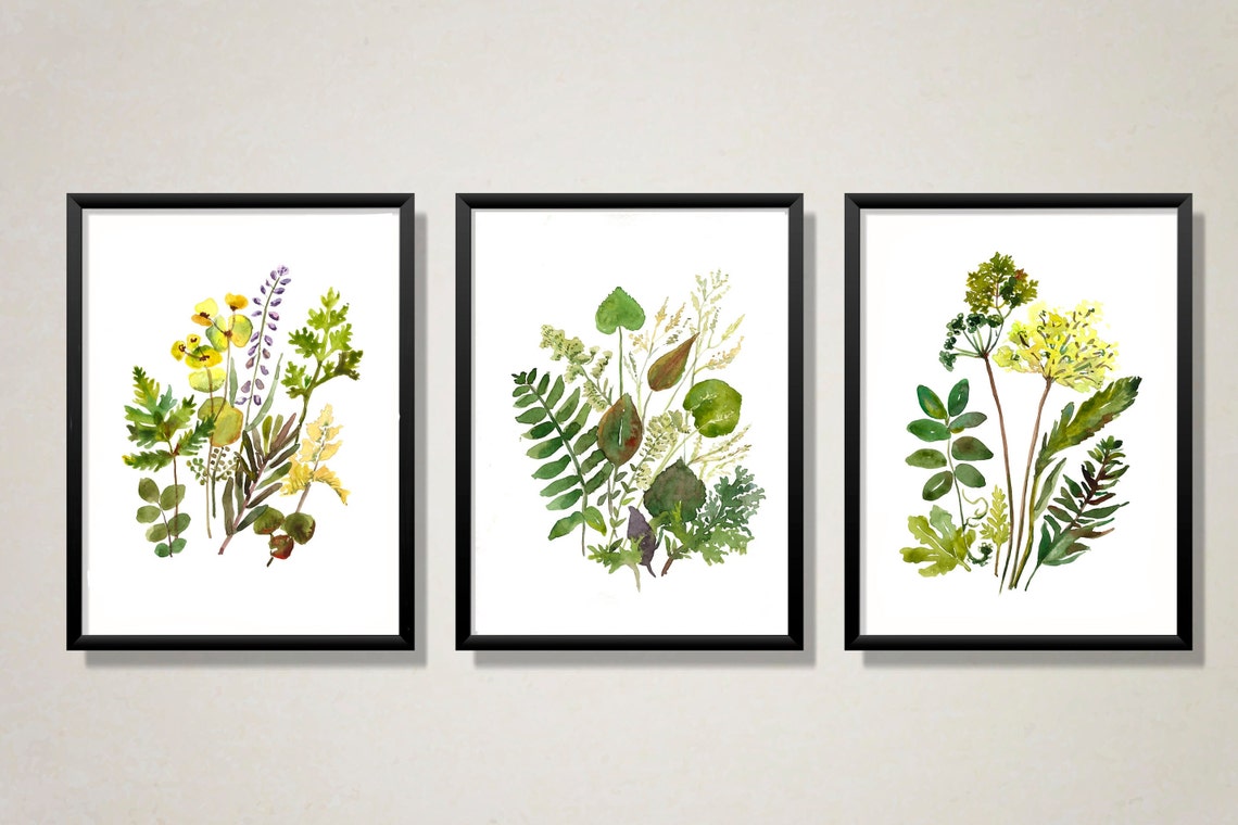 Watercolor Botanical Print Set of 3 Floral Printable Art - Etsy