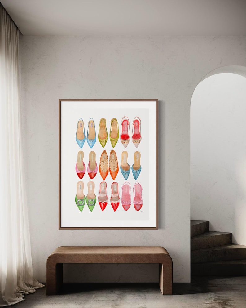 Designer Shoes Art Print, Fashion Art, Watercolor Painting, Gift for ...