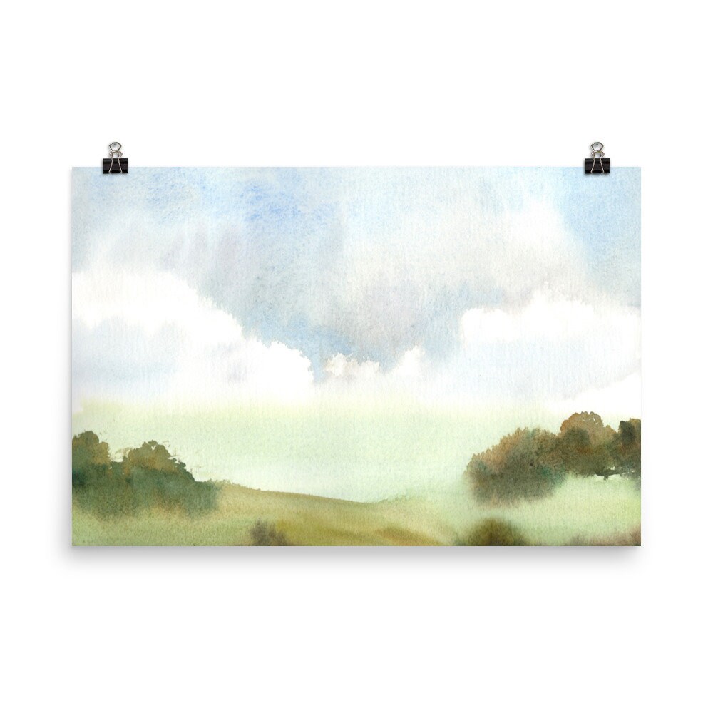 Landscape Watercolor Poster Forest Print Woodland Living Room Print ...