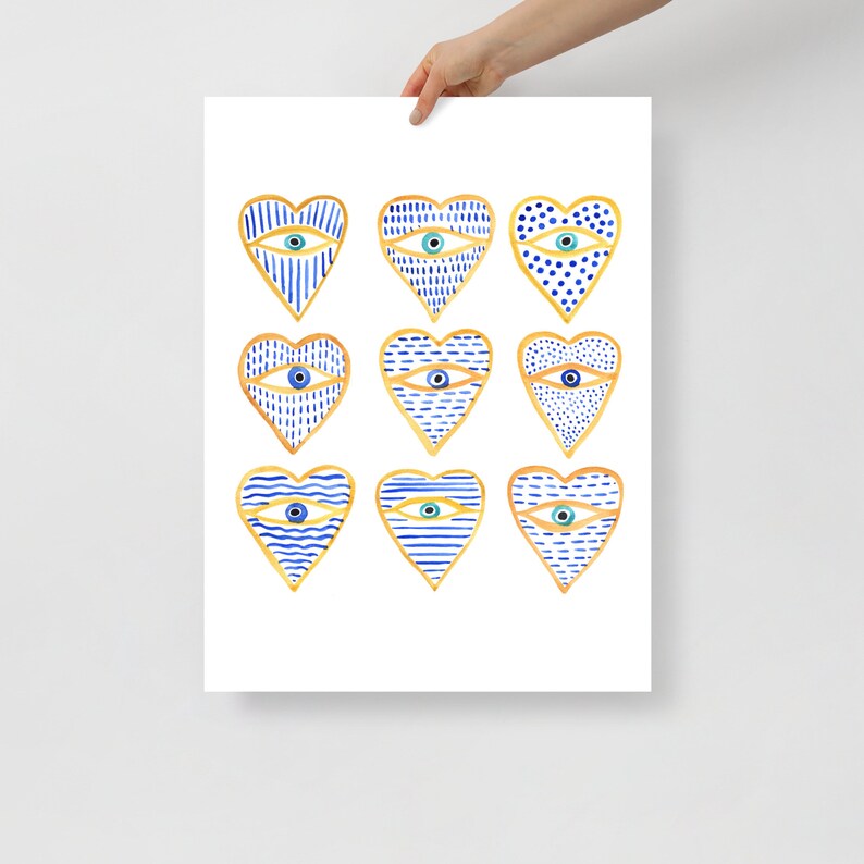 Evil Eye Print Blue Evil Eye Nazar Poster Evil Eye Wall Decor - Etsy