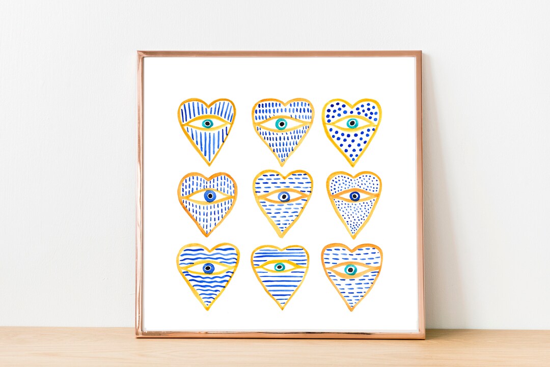 Evil Eye Print Blue Evil Eye Nazar Poster Evil Eye Wall Decor Abstract ...