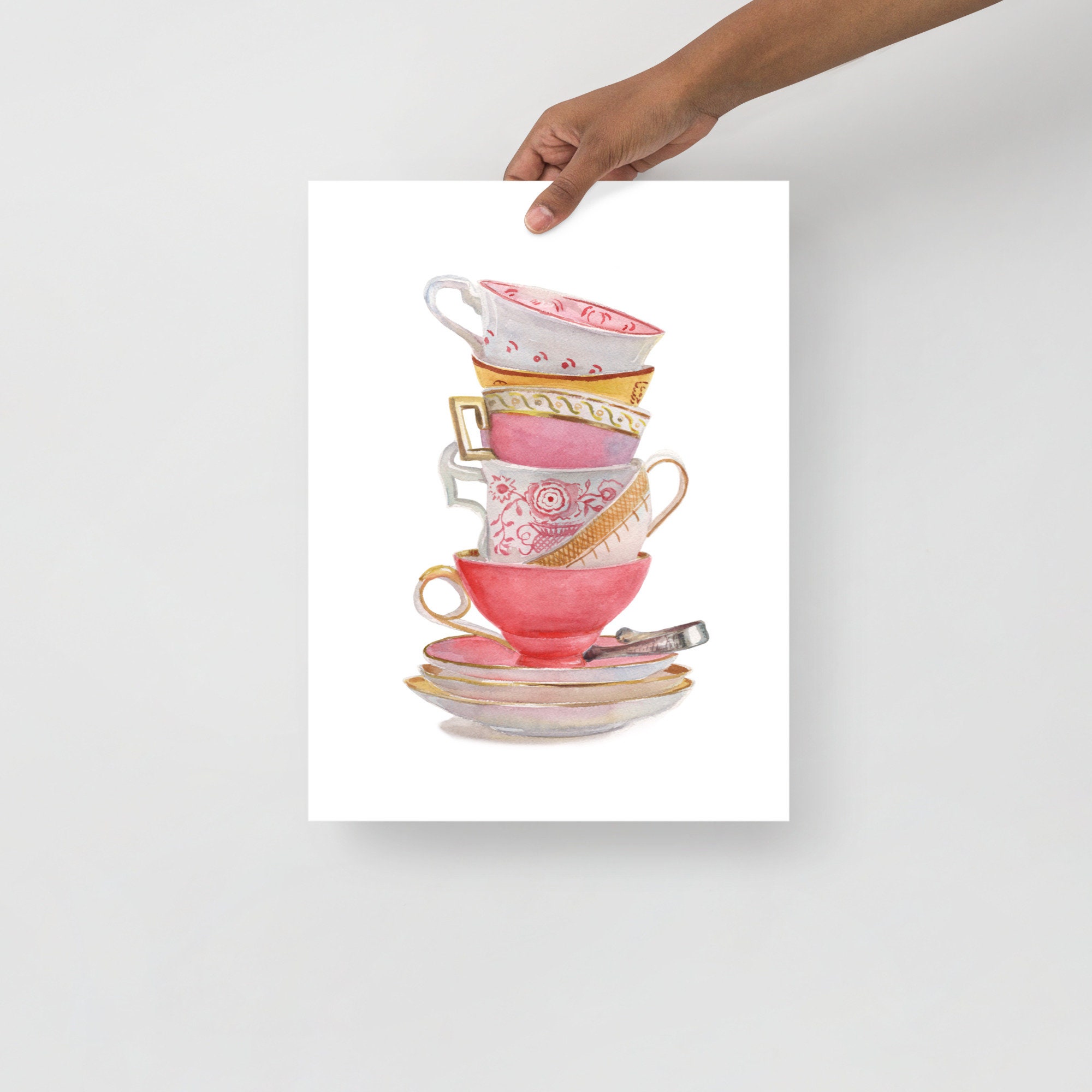 Tea Cup Wall Art Watercolor Painting Print Tea Lovers Gift - Etsy