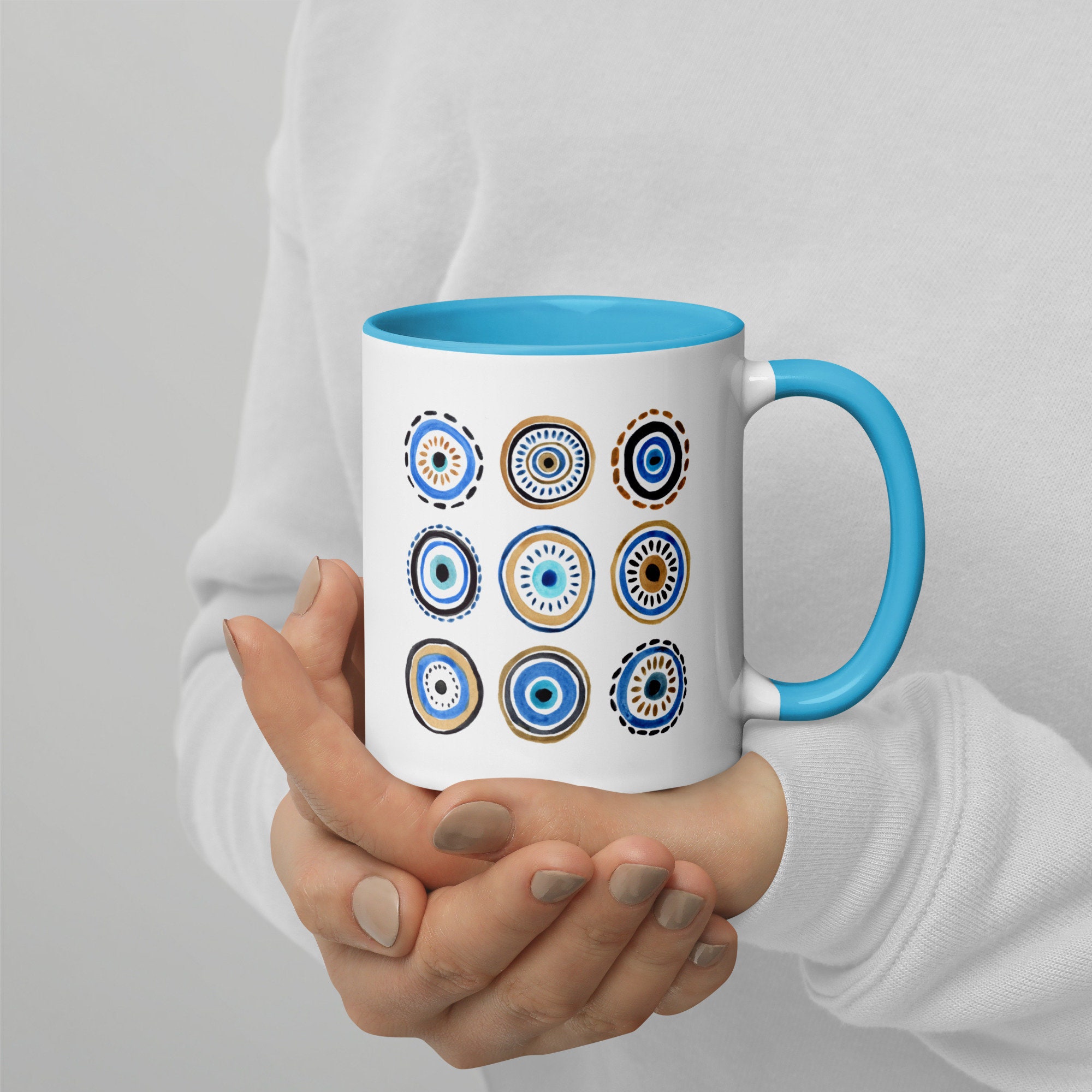 Evil Eye Mug Color Inside Blue Evil Eye Mug Birthday Gift Cute Mug for ...