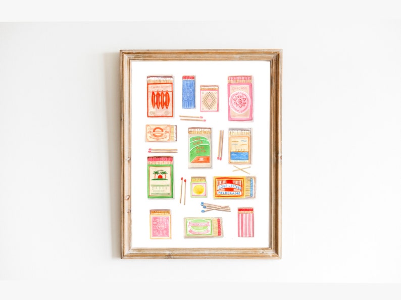Matchbox Art Collection Print, Watercolor Painting, Vintage Matchbox ...