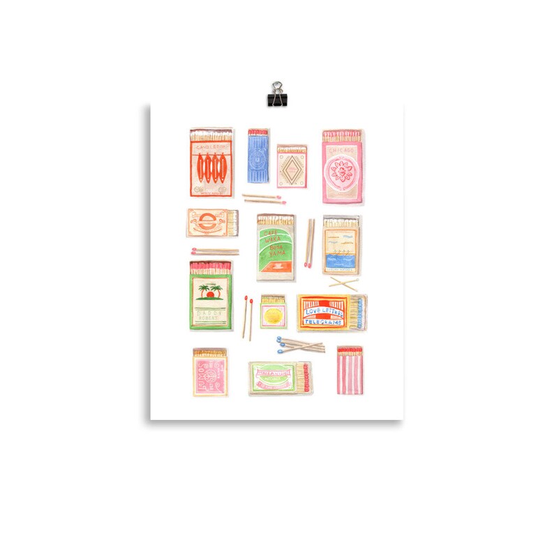Matchbox Art Collection Print, Watercolor Painting, Vintage Matchbox ...