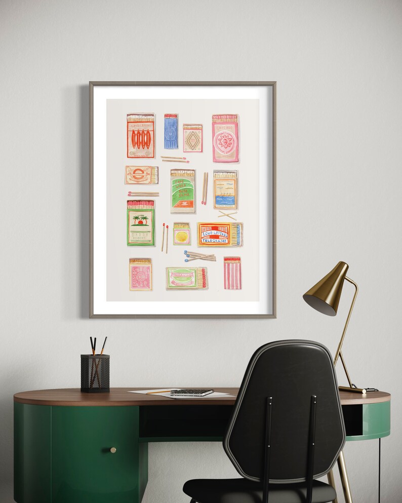 Matchbox Art Collection Print, Watercolor Painting, Vintage Matchbox ...