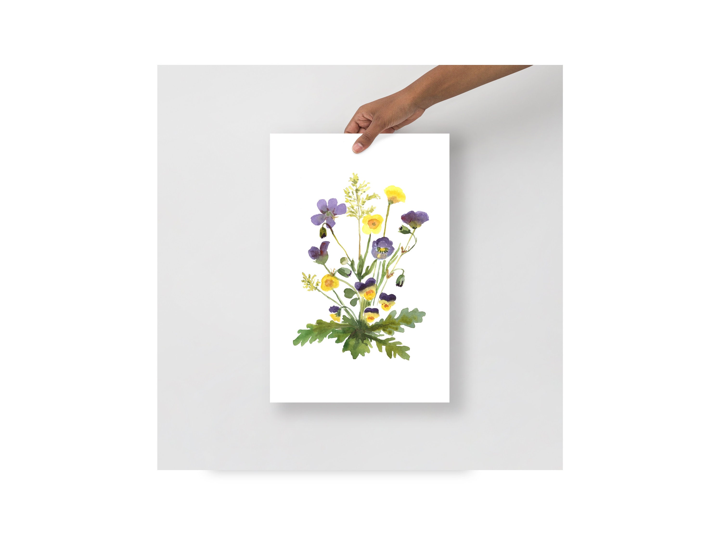 Watercolor Wild Flowers Print Wall Art Work Floral Printable Art Poster ...