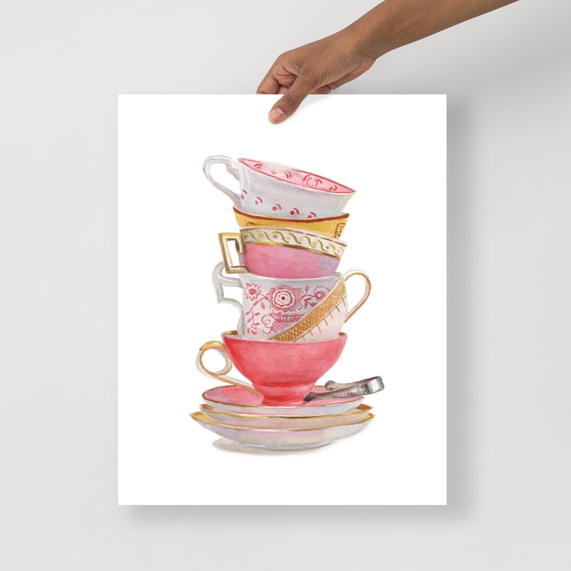 Tea Cup Wall Art Watercolor Painting Print Tea Lovers Gift - Etsy