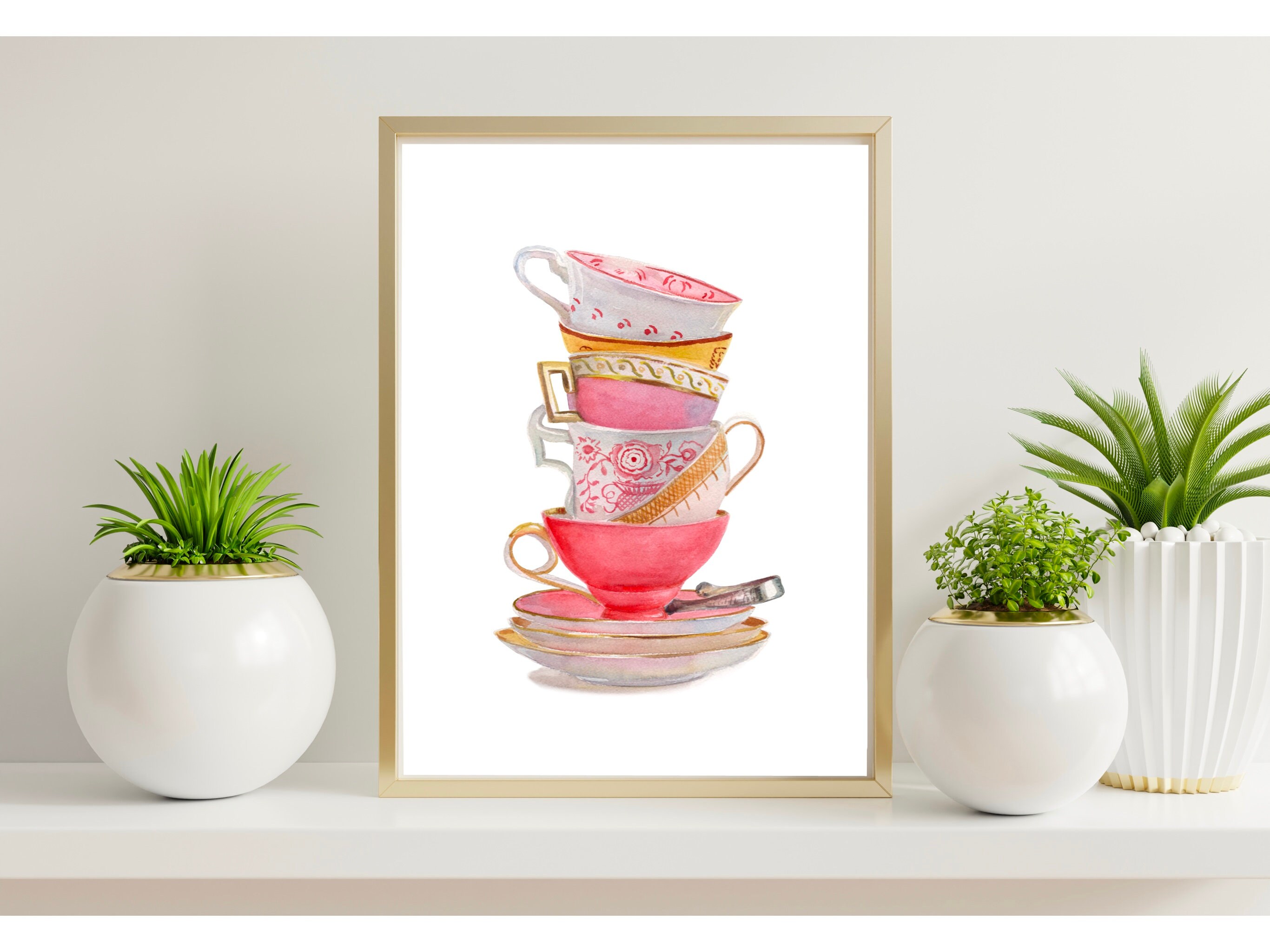 Tea Cup Wall Art Watercolor Painting Print Tea Lovers Gift - Etsy