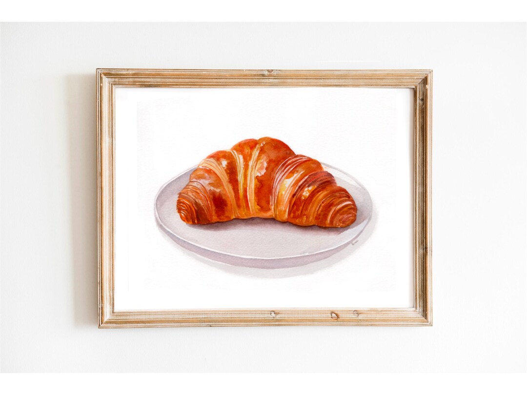 Croissant Watercolor Painting, Croissant Wall Art, French Bakery Print ...