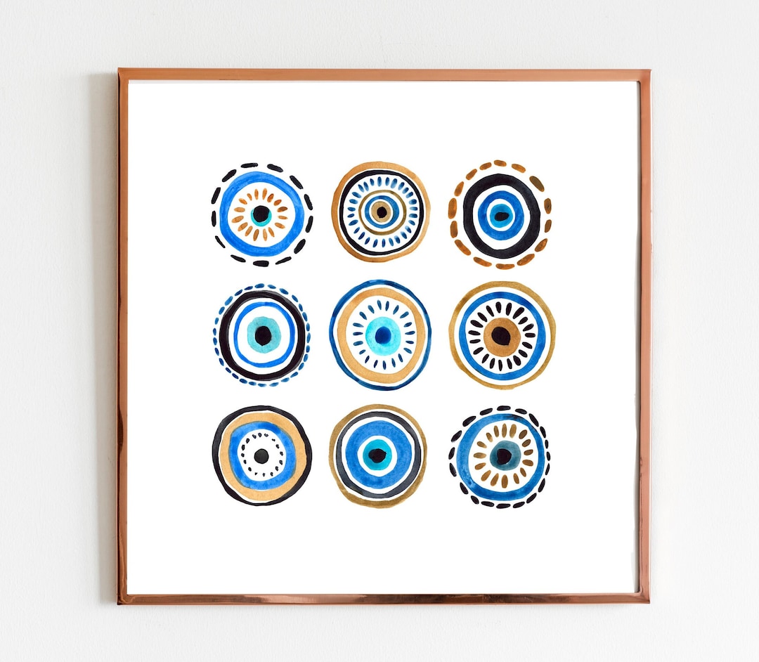 Evil Eye Print Blue Evil Eye Nazar Poster Evil Eye Wall Decor Abstract ...