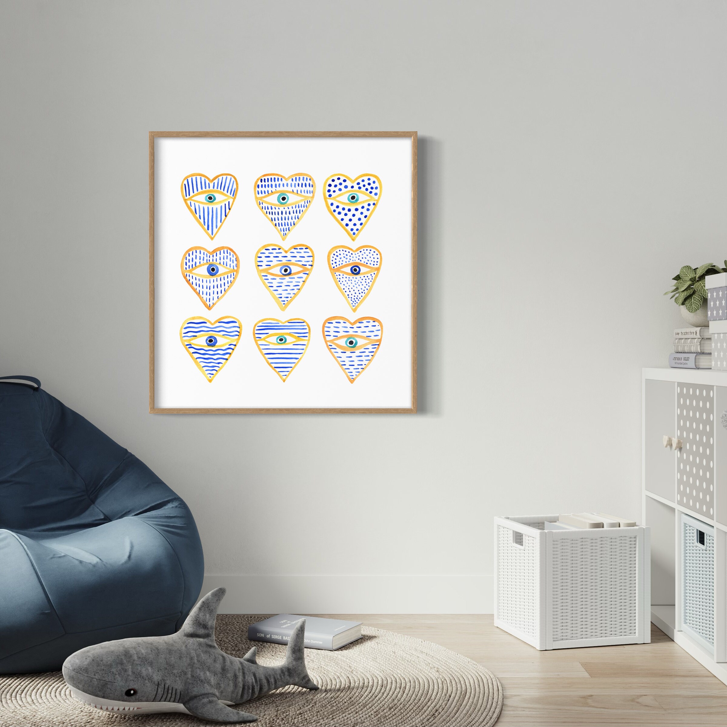 Evil Eye Print Blue Evil Eye Nazar Poster Evil Eye Wall Decor - Etsy