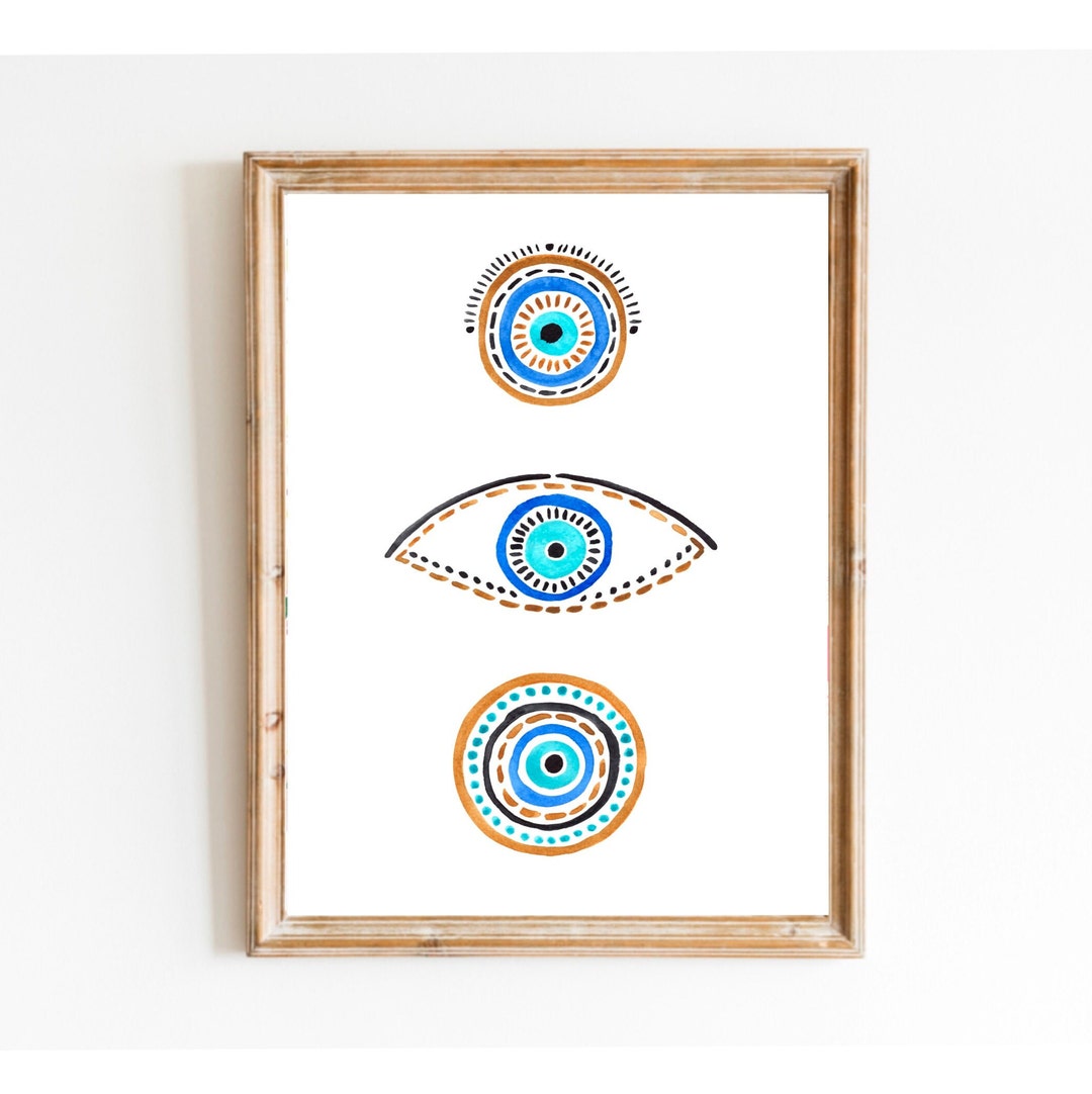 Evil Eye Print,blue Evil Eye, Nazar Poster, Evil Eye Wall Decor ...