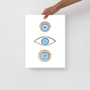 Evil Eye Print,blue Evil Eye, Nazar Poster, Evil Eye Wall Decor ...