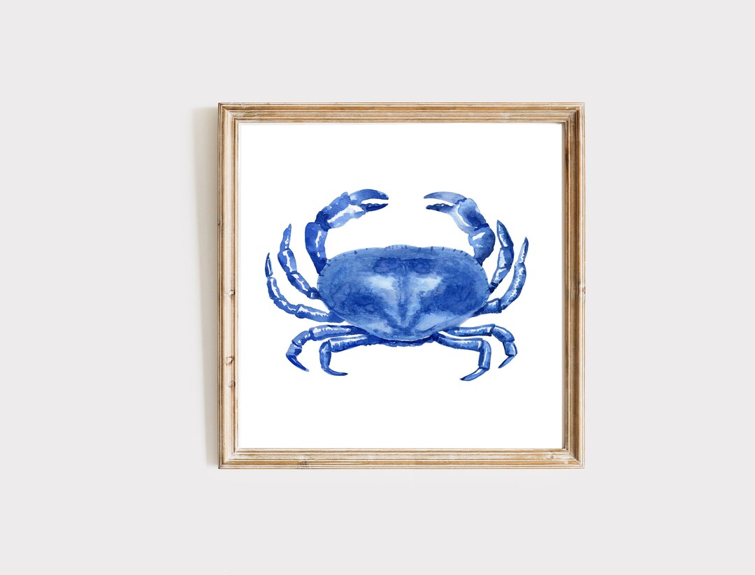 Blue Crab Watercolor Painting Art Print, Blue Crab Decor, Coastal Decor ...