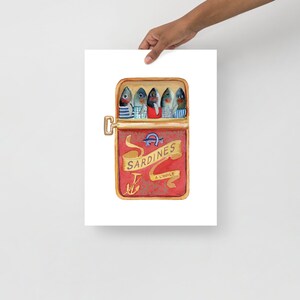 Tinned Sardines Watercolor Painting, New Home Gift, Kitchen Poster ...