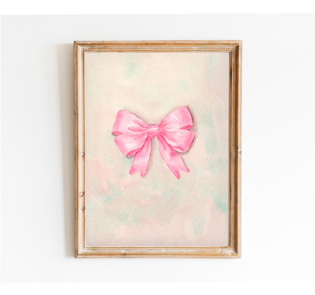 Pink Bow Painting, Coquette Bow Art, Bow Artwork, Trendy Bows Poster ...