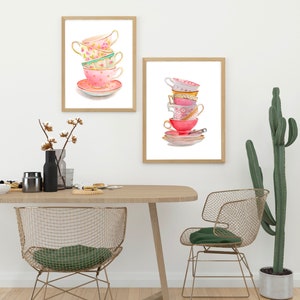 Tea Cup Wall Art Watercolor Painting Print Tea Lovers Gift - Etsy