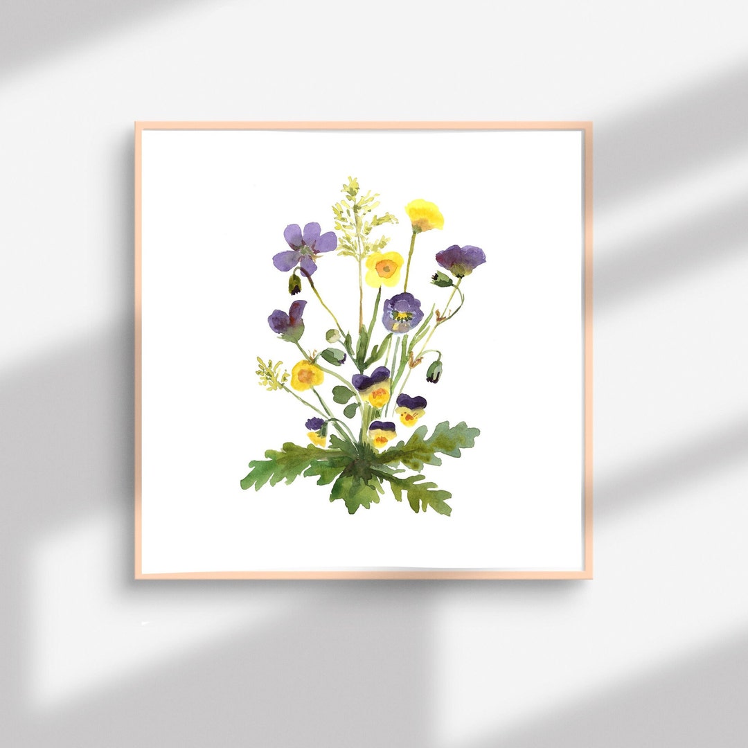 Watercolor Wild Flowers Print Wall Art Work Floral Printable Art Poster ...