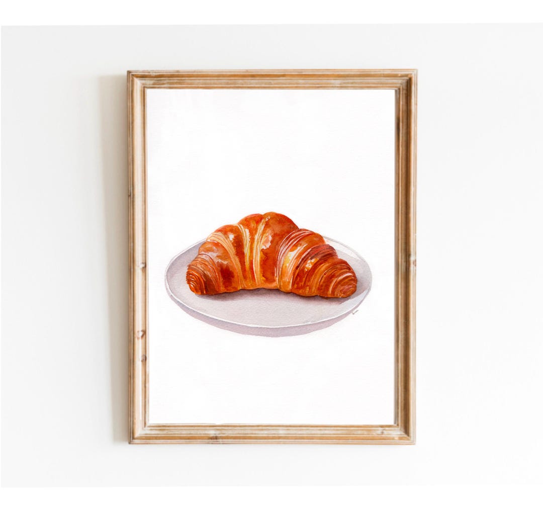 Croissant Watercolor Painting, Croissant Wall Art, French Bakery Print ...