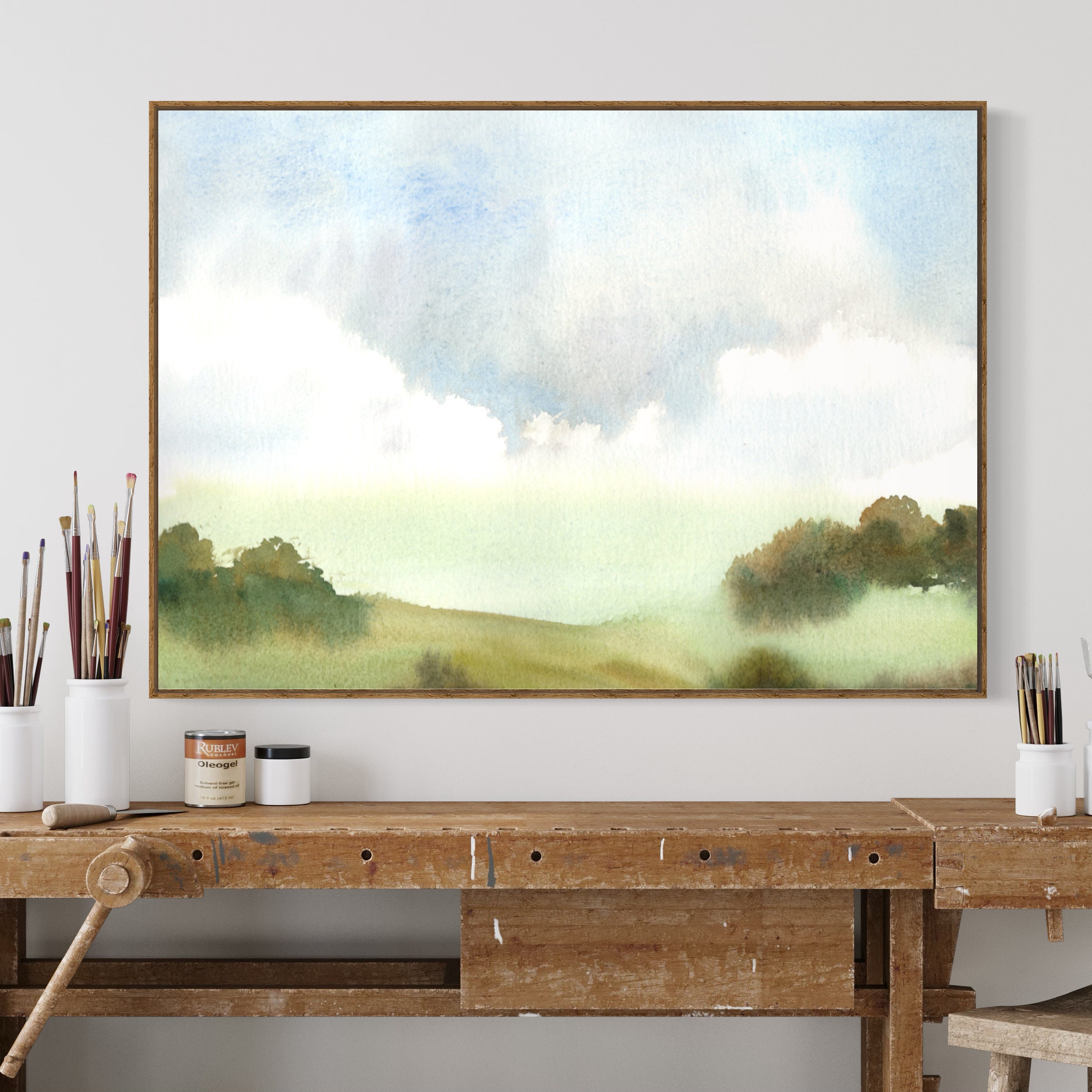 Landscape Watercolor Poster Forest Print Woodland Living Room Print ...