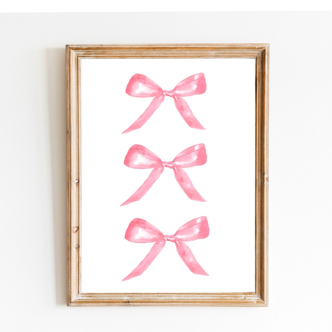 Pink Bow Painting Art Print Watercolor Bow Pink and White - Etsy