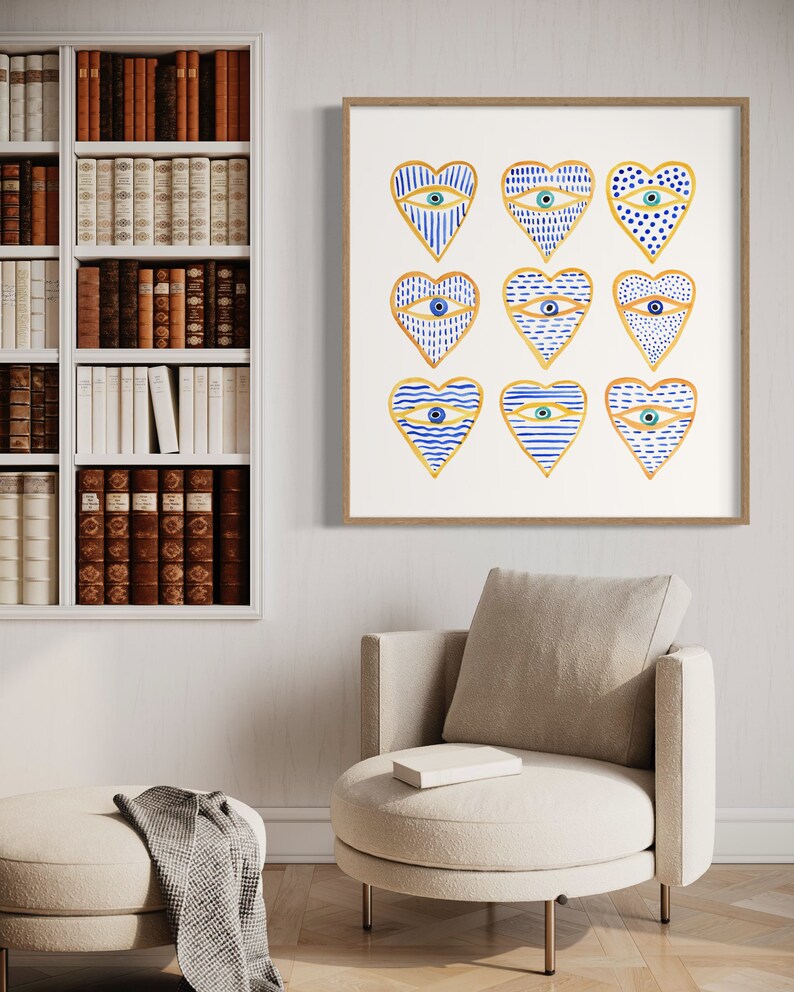 Evil Eye Print Blue Evil Eye Nazar Poster Evil Eye Wall Decor - Etsy