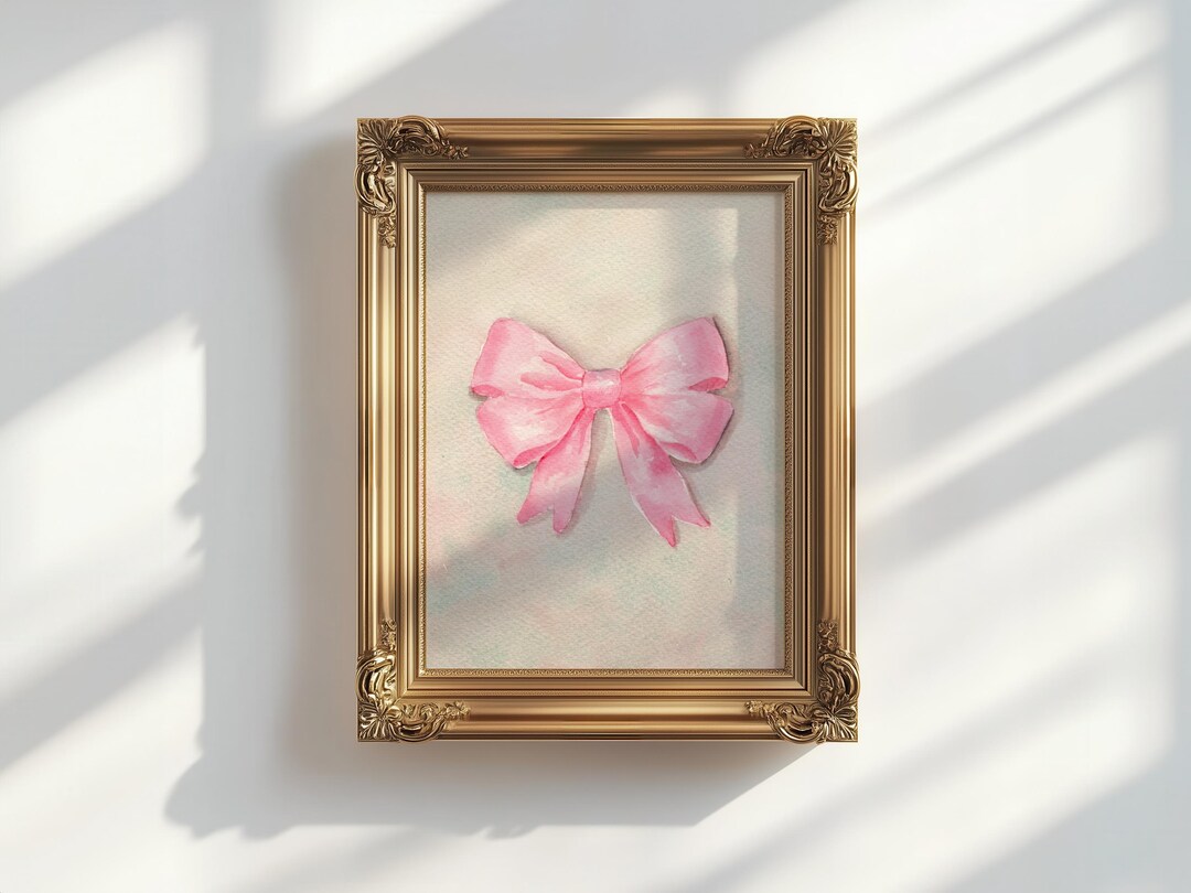 Pink Bow Painting, Coquette Bow Art, Bow Artwork, Trendy Bows Poster ...