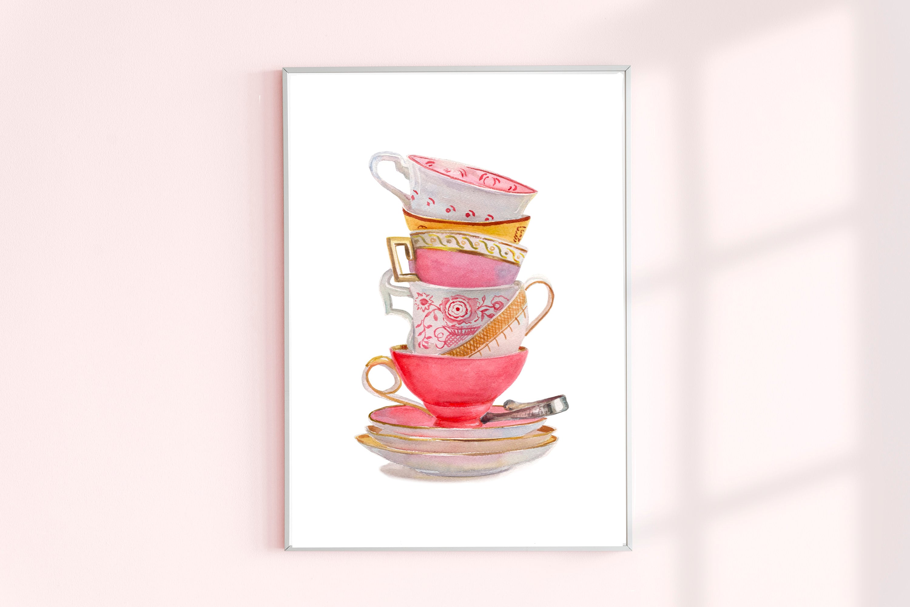 Tea Cup Wall Art Watercolor Painting Print Tea Lovers Gift - Etsy