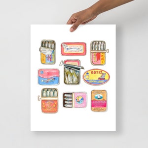 Tinned Sardines Watercolor Painting, New Home Gift, Kitchen Poster ...