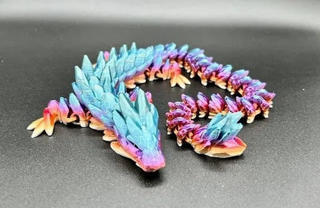 3D Printed Flexi Dragon - Articulated Crystal Gemstone Dragon - Etsy