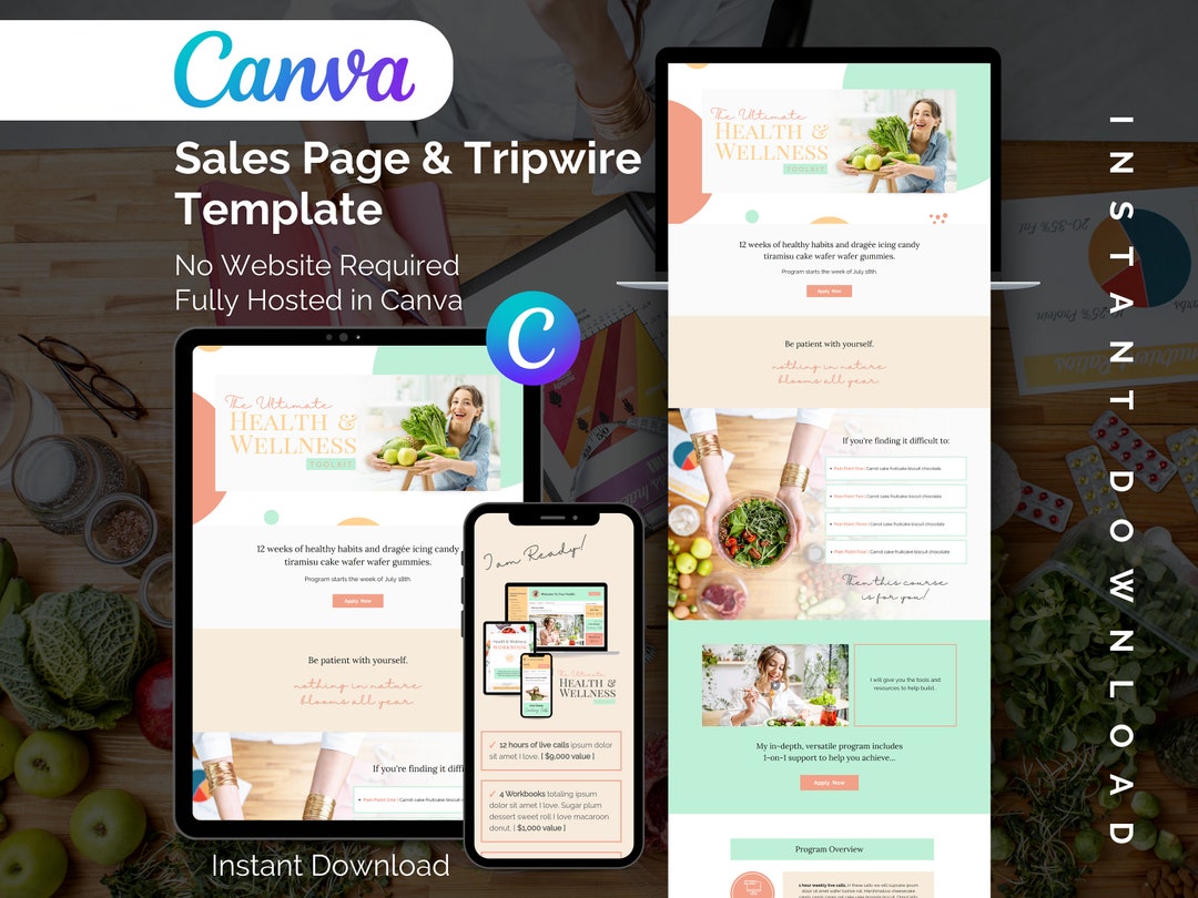 Canva Sales Page Template Canva Tripwire Template Sales Funnel Template ...