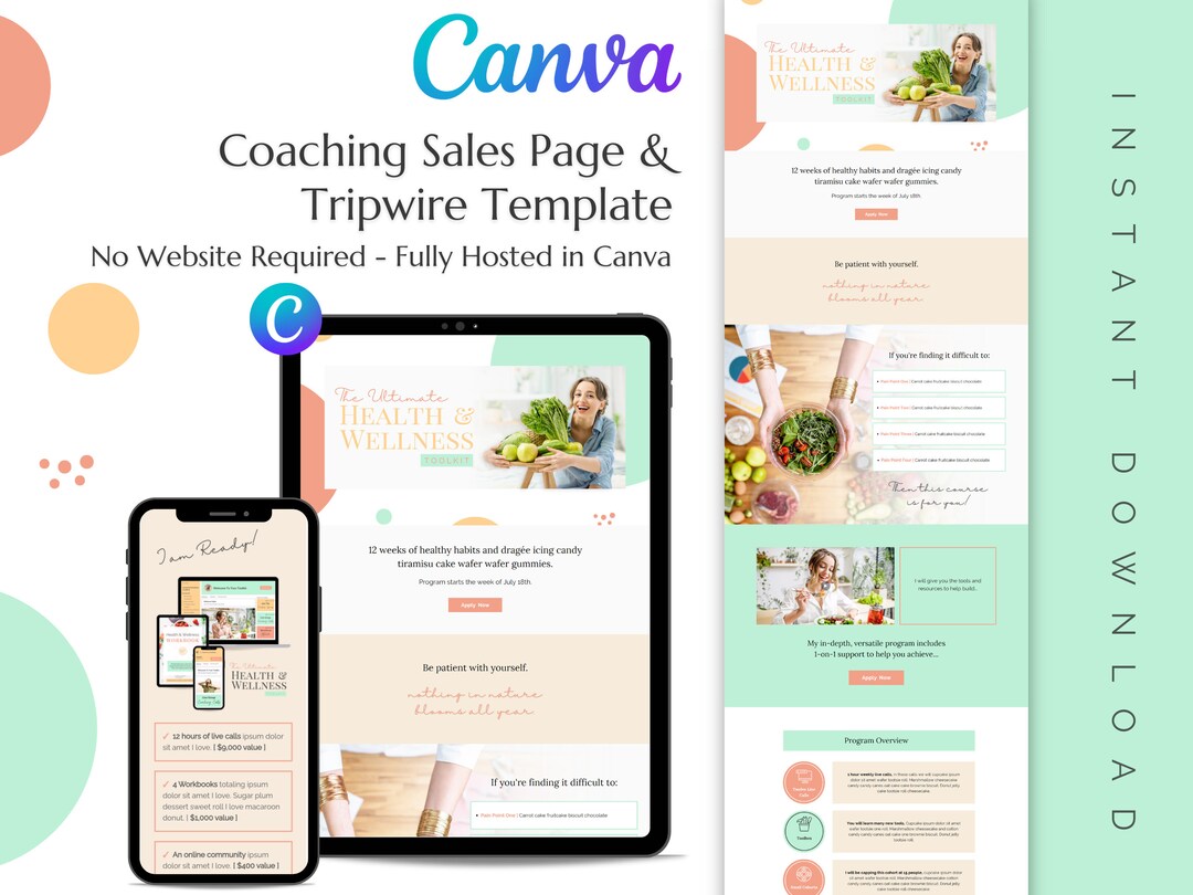 Canva Sales Page Template Canva Tripwire Template Sales Funnel - Etsy