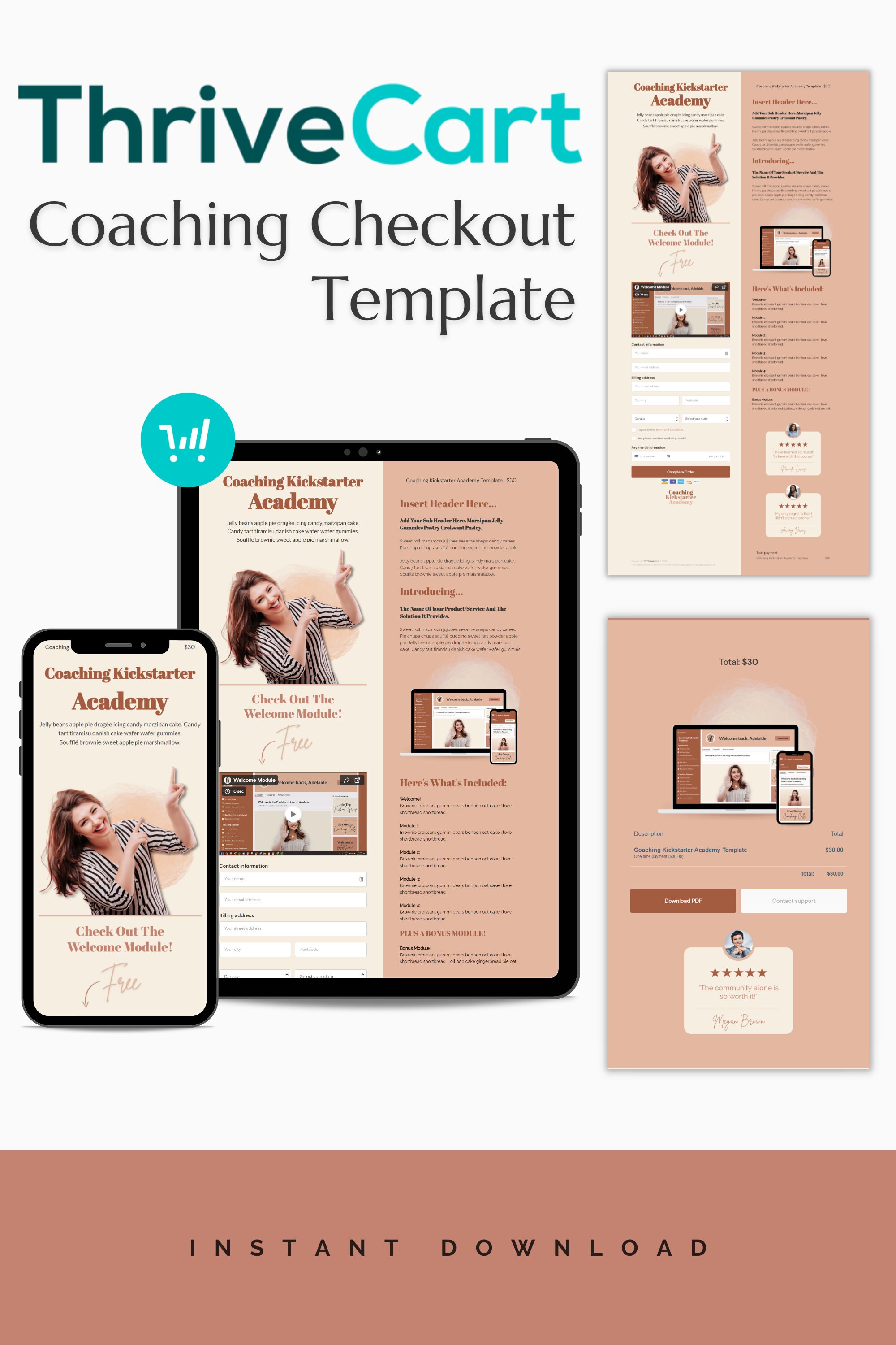 Thrivecart Checkout Template Thrivecart Template Coaching Template Pink ...