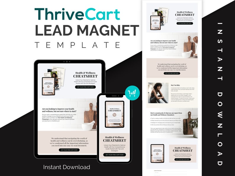 Thrivecart LEAD MAGNET Opt-in Template Coaching Funnel Templates Opt in ...