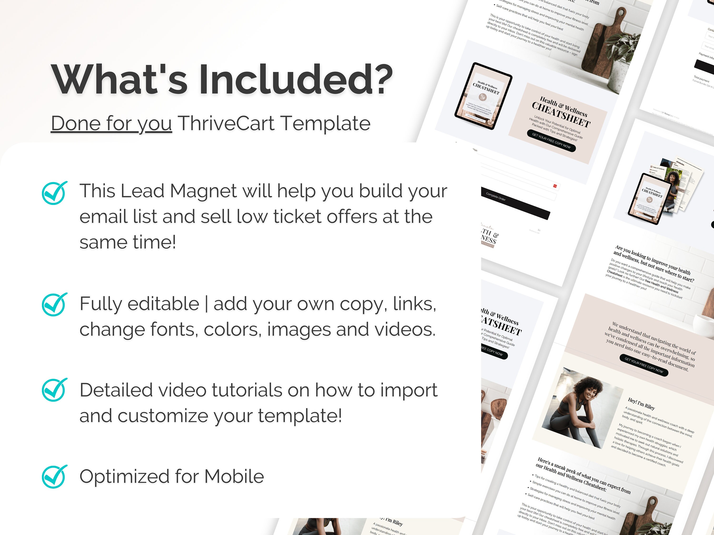 Thrivecart LEAD MAGNET Opt-in Template Coaching Funnel Templates Opt in ...