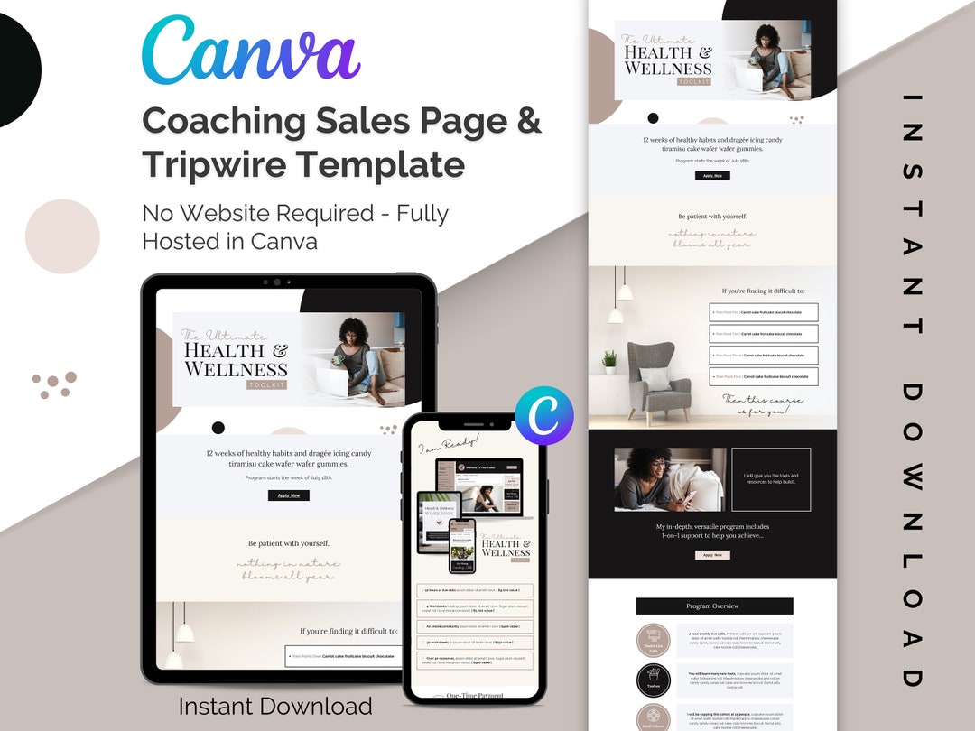 Canva Sales Page Template Canva Tripwire Template Sales Funnel Template ...