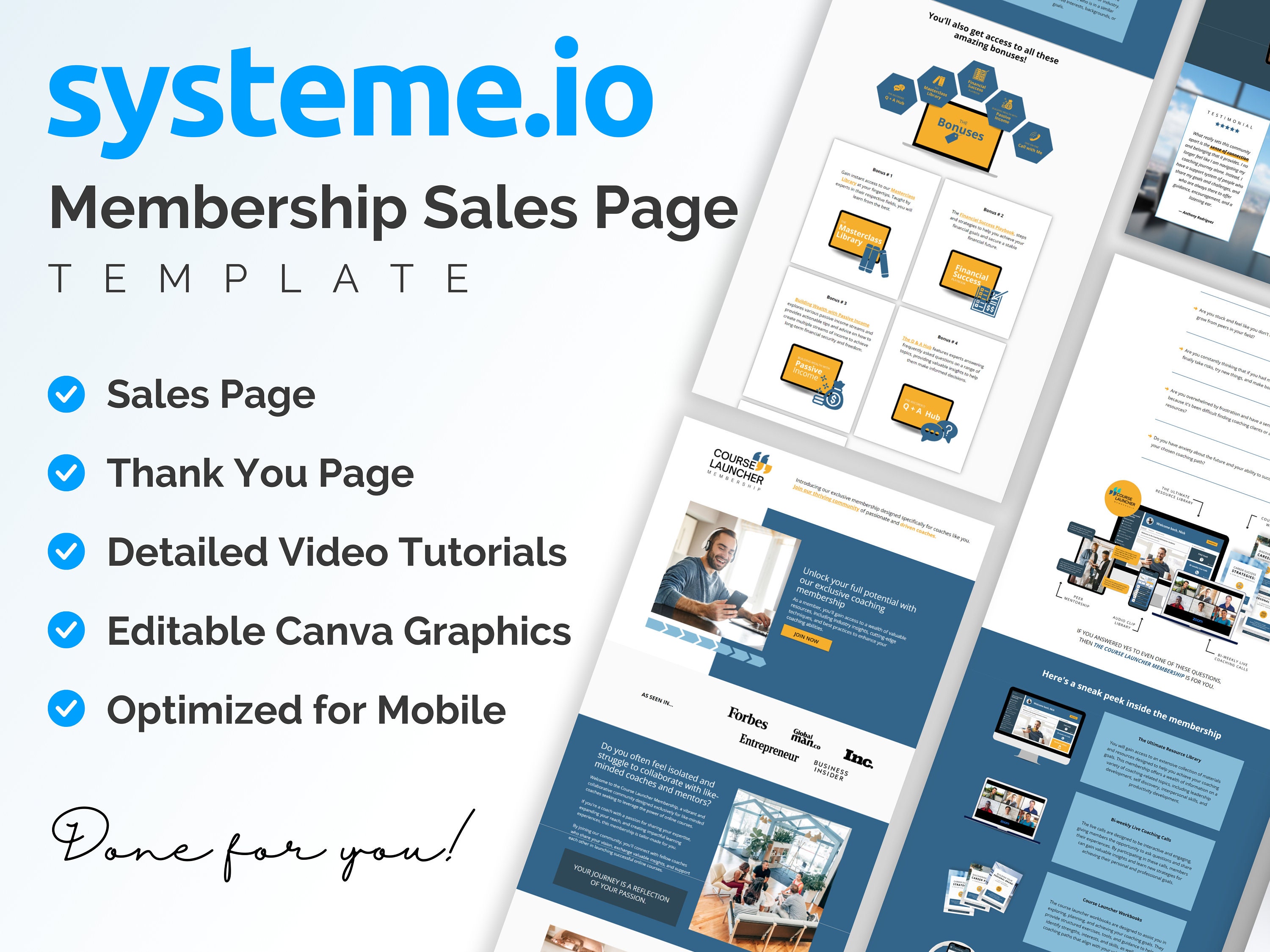 Blue Systeme.io Membership Sales Page Template Long Form Sales Page ...