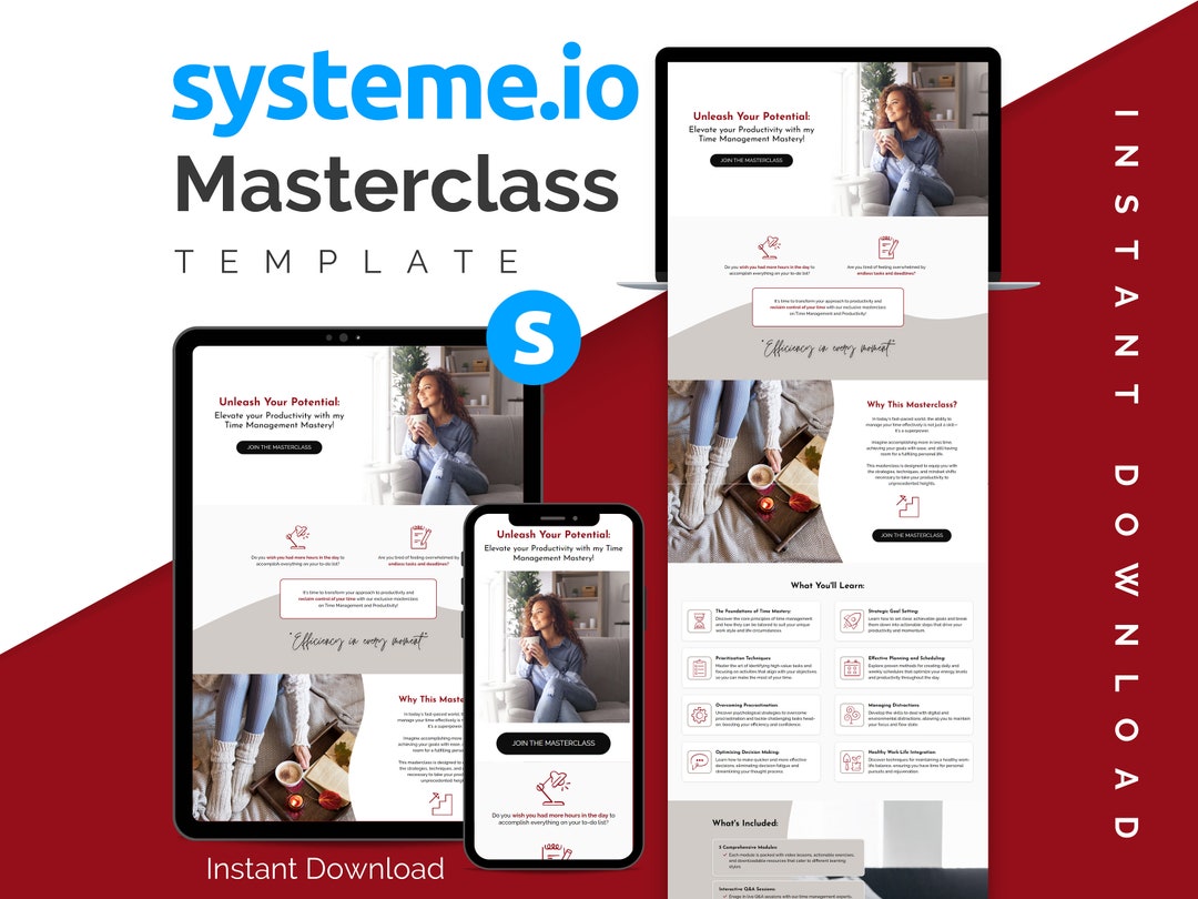 Systeme.io Masterclass Sales Page Template Systemeio Bootcamp Landing ...