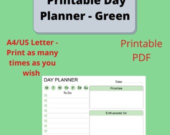 Printable Blank Calendar Planner Pages Green Monthly Weekly - Etsy