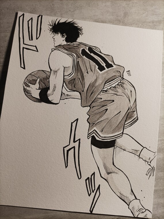 Slam Dunk Kaede Rukawa Drawing anime/manga | Etsy