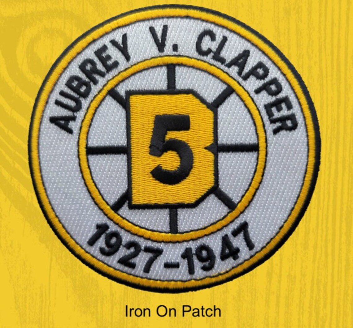 Aubrey V. Clapper Retire Number 5 Patch Hockey Jersey Boston Bruins ...