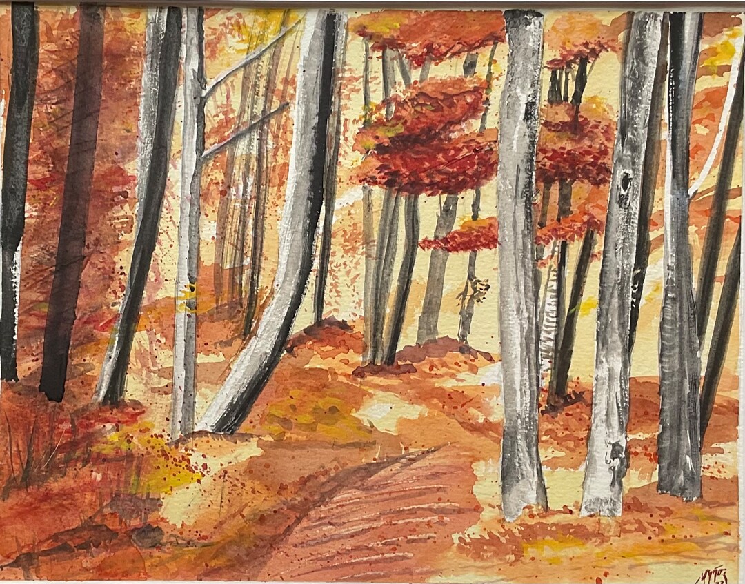 Autumn Forest Watercolor Painting - Etsy