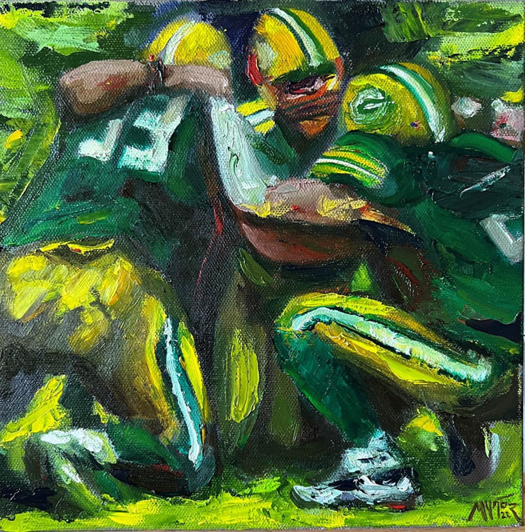 Packers Huddle Oil Painting - Etsy