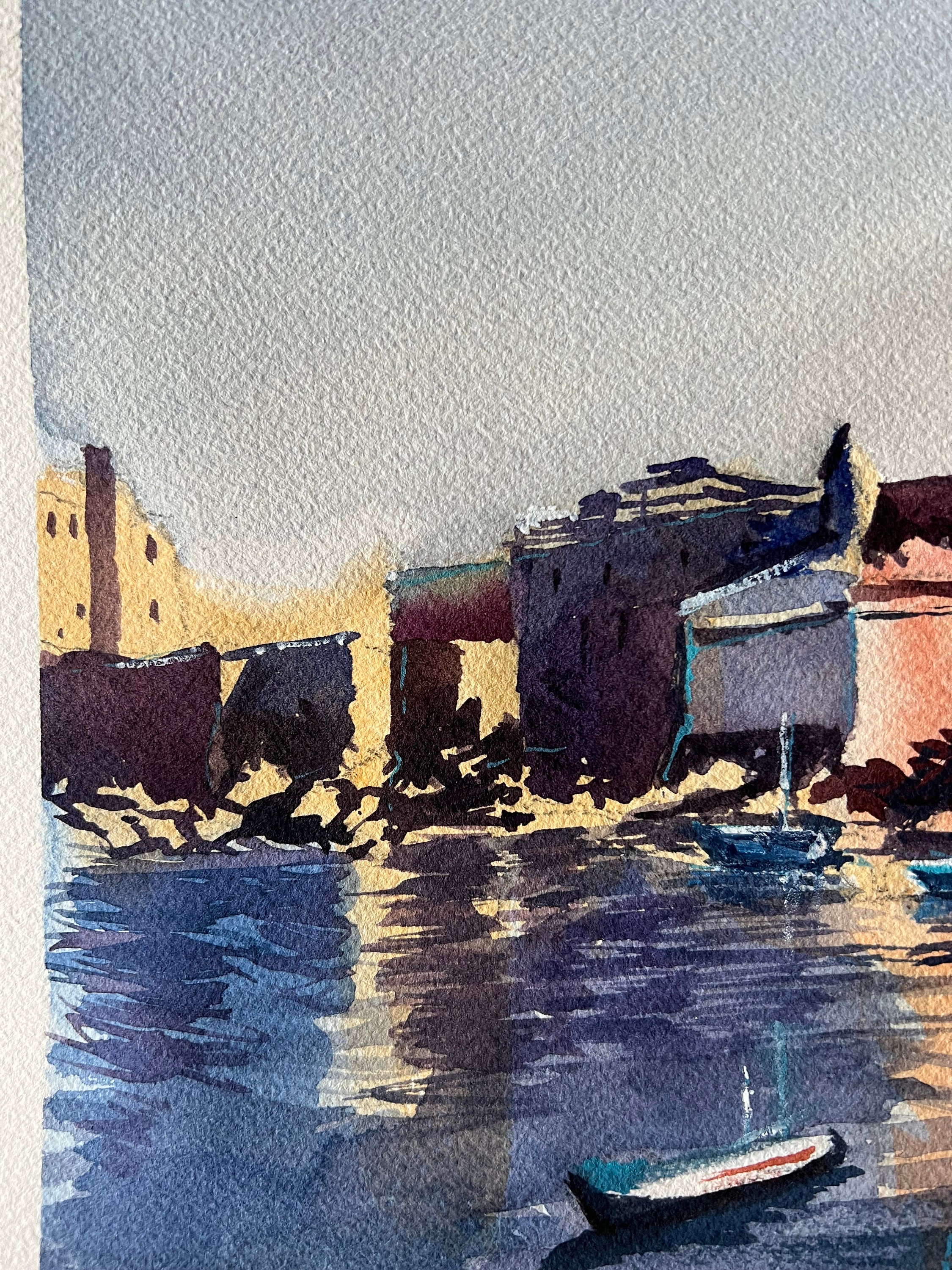 Harbor Boats Watercolor - Original Coastal Scene - Dockside Reflections ...