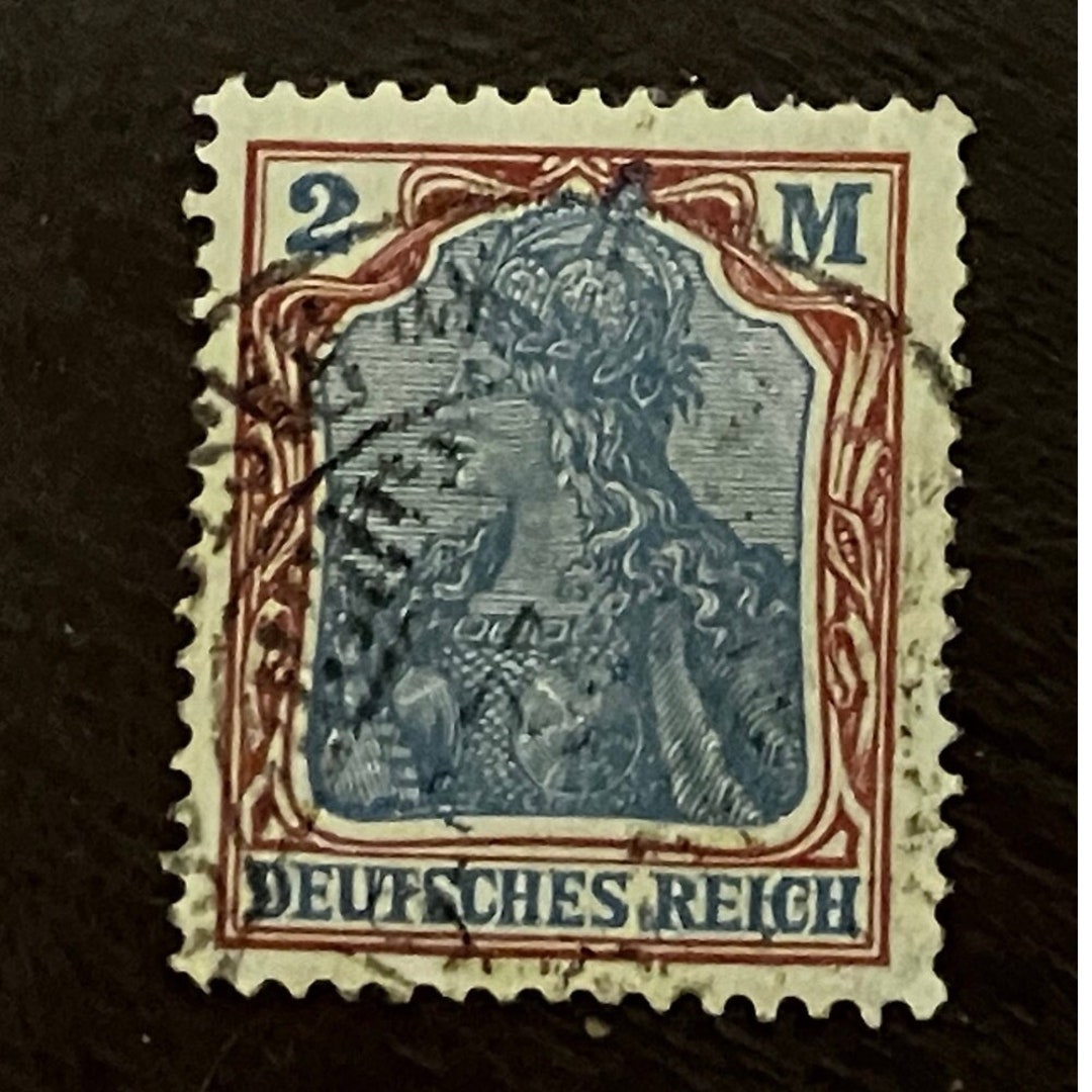 Rare Used German Empire Stamp Deutsches Reich Germania 2M Stamp Vintage ...