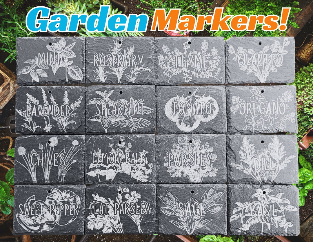 Unique Garden Labels - Engraved Slate Plant Markers for Herbs & Flowers ...