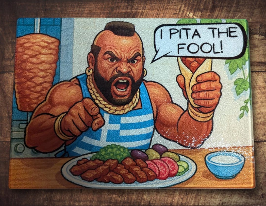 Outrageous Greek-themed Cutting Board – Featuring an 80s Icon in a ...