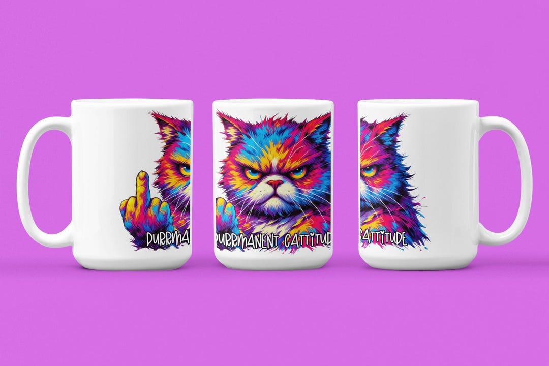 Sassy Cat Middle Paw 15oz Mug – Purrmanent Cattitude for Coffee Lovers ...