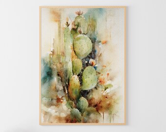 Cactus Art Print Wall Decor Watercolor Painting - Etsy